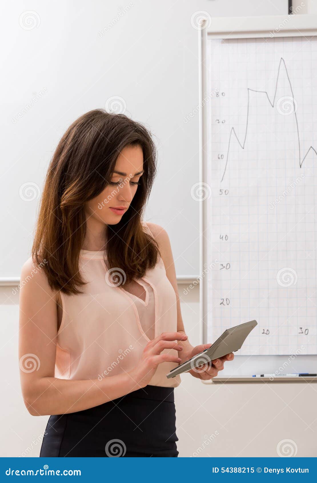 Girl with the calculator. stock image. Image of intelligent - 54388215