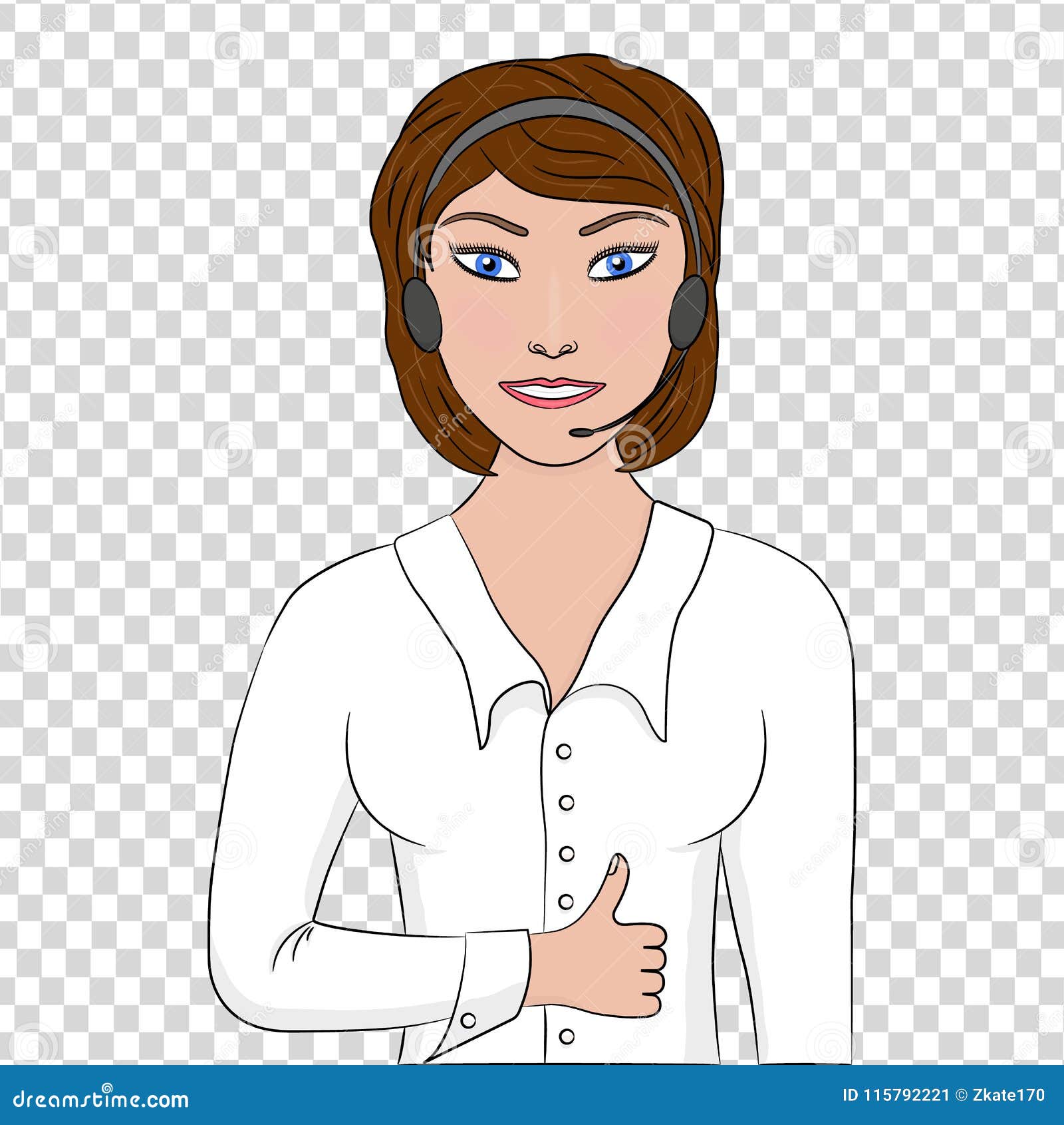 Girl Call Center Operator on Transparent Background. Stock Vector ...