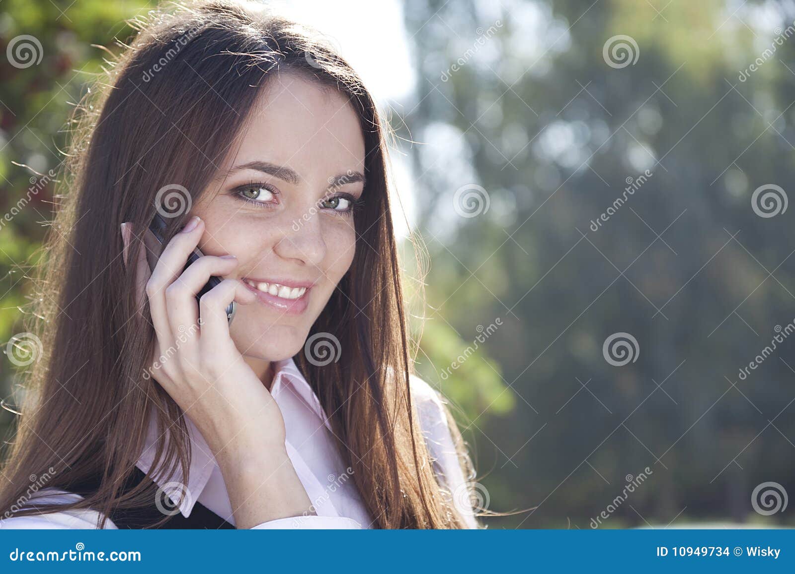 Girl Call by Phone and Smile Stock Photo - Image of student, outdoor ...