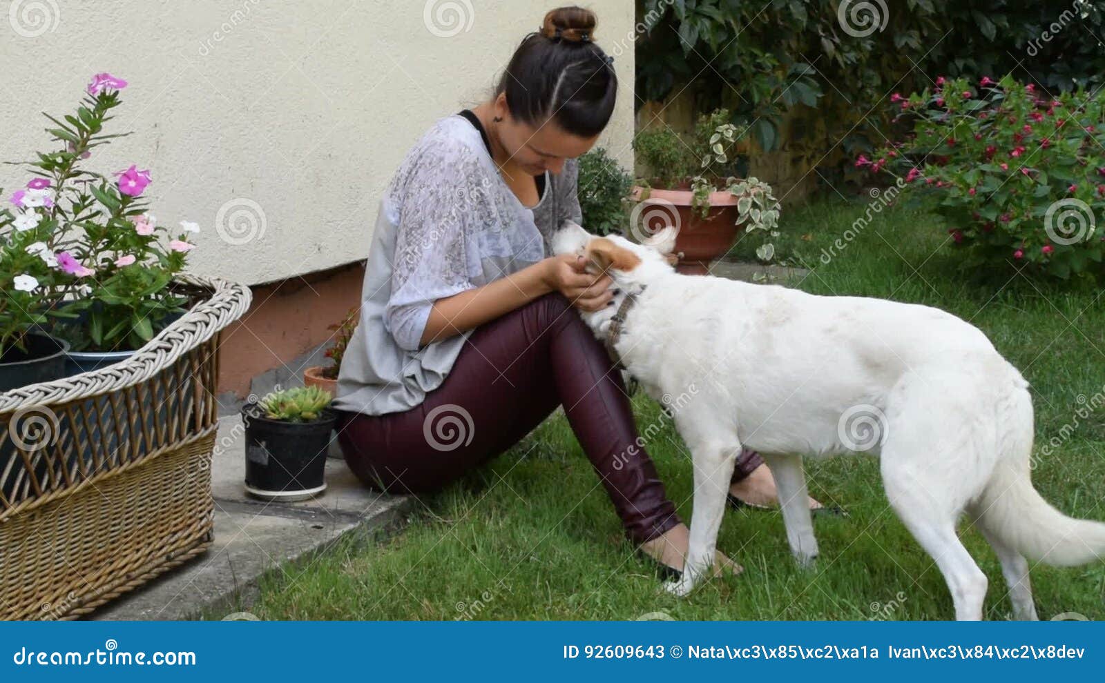 Girl Calling Her Dog and he Comes Stock Video - Video of nibble, home ...