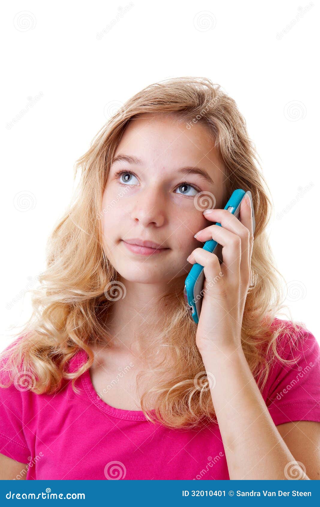 Girl is Calling on Mobile Phone Stock Image - Image of isolated, child ...