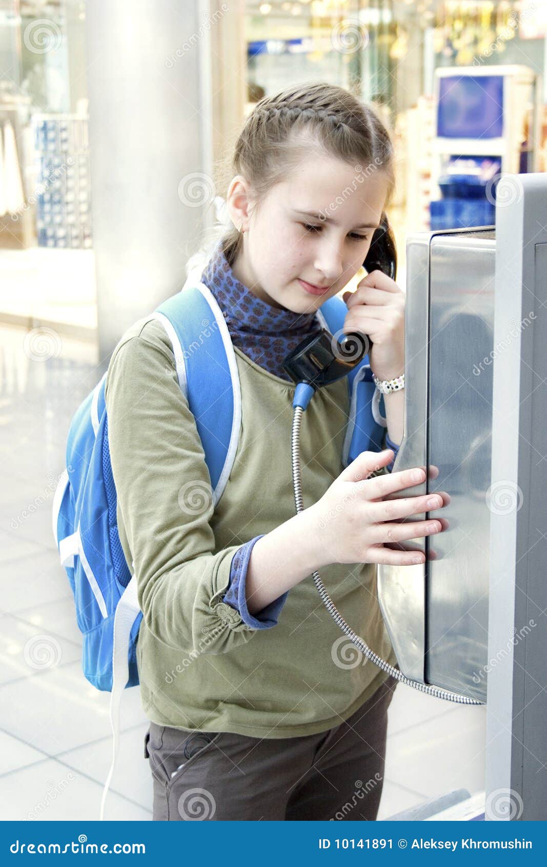 Girl calling parents stock image. Image of daughter, real - 10141891
