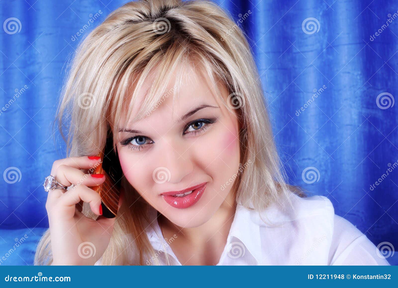 Girl calling by phone stock photo. Image of ring, charming - 12211948