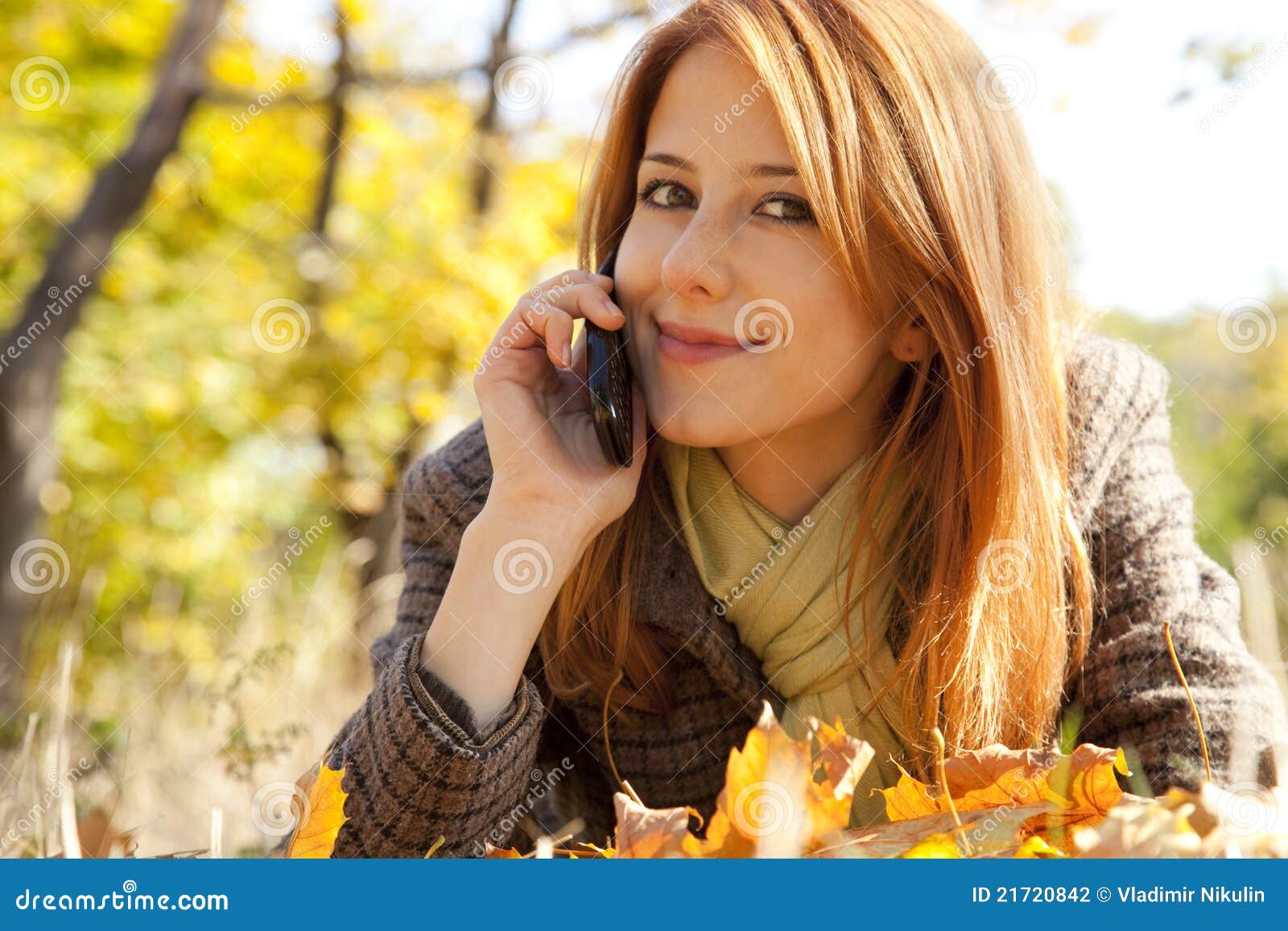 Girl calling by the phone stock photo. Image of life - 21720842