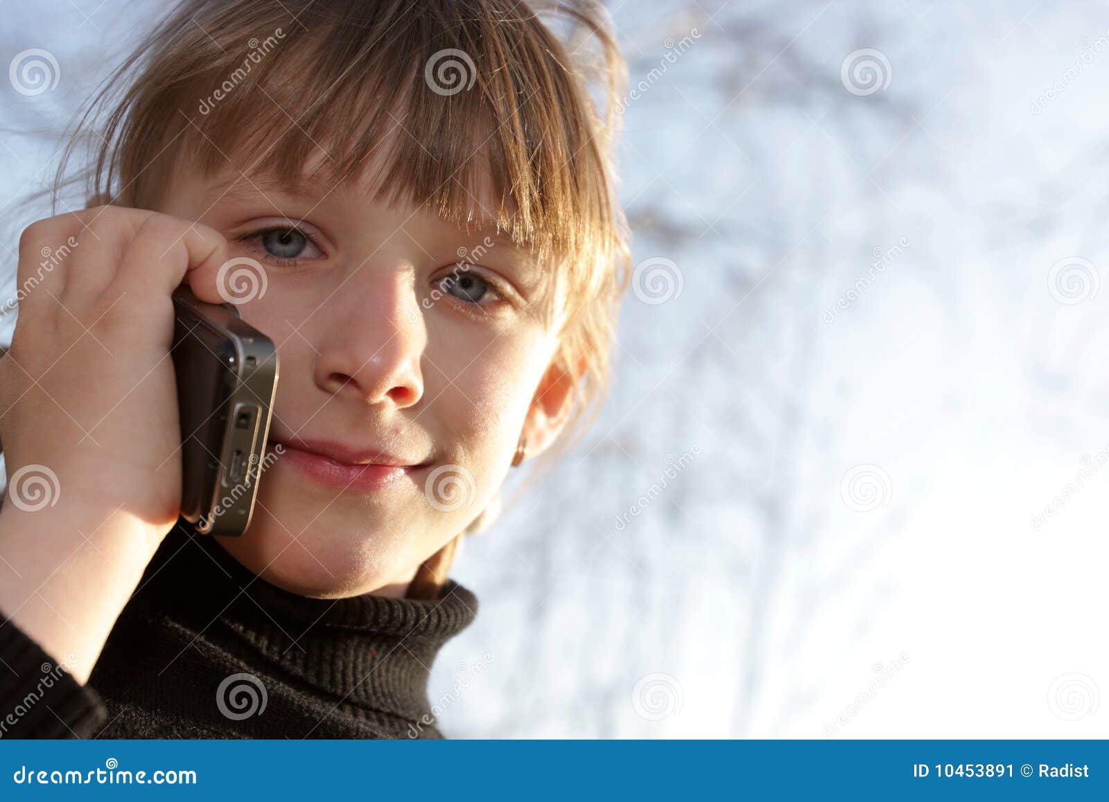 Girl calls to home stock image. Image of nature, connection - 10453891