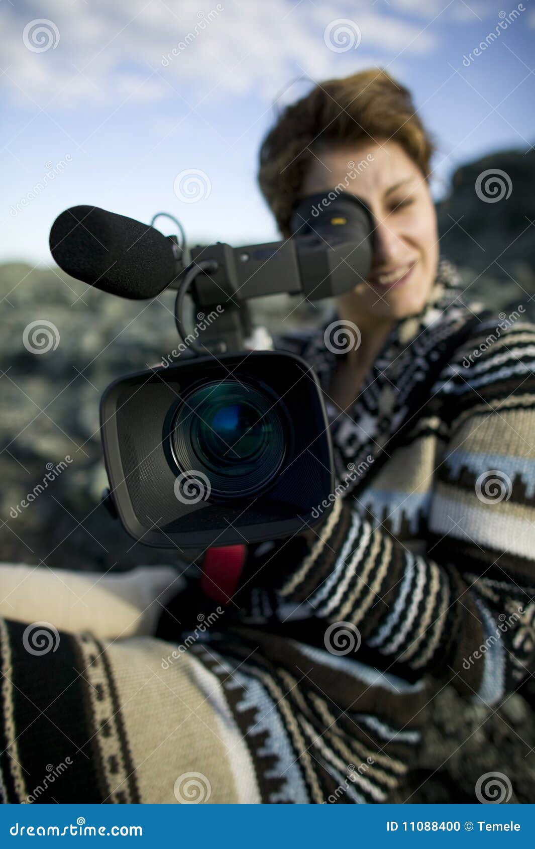 Girl with camera stock photo. Image of videographer, women - 11088400