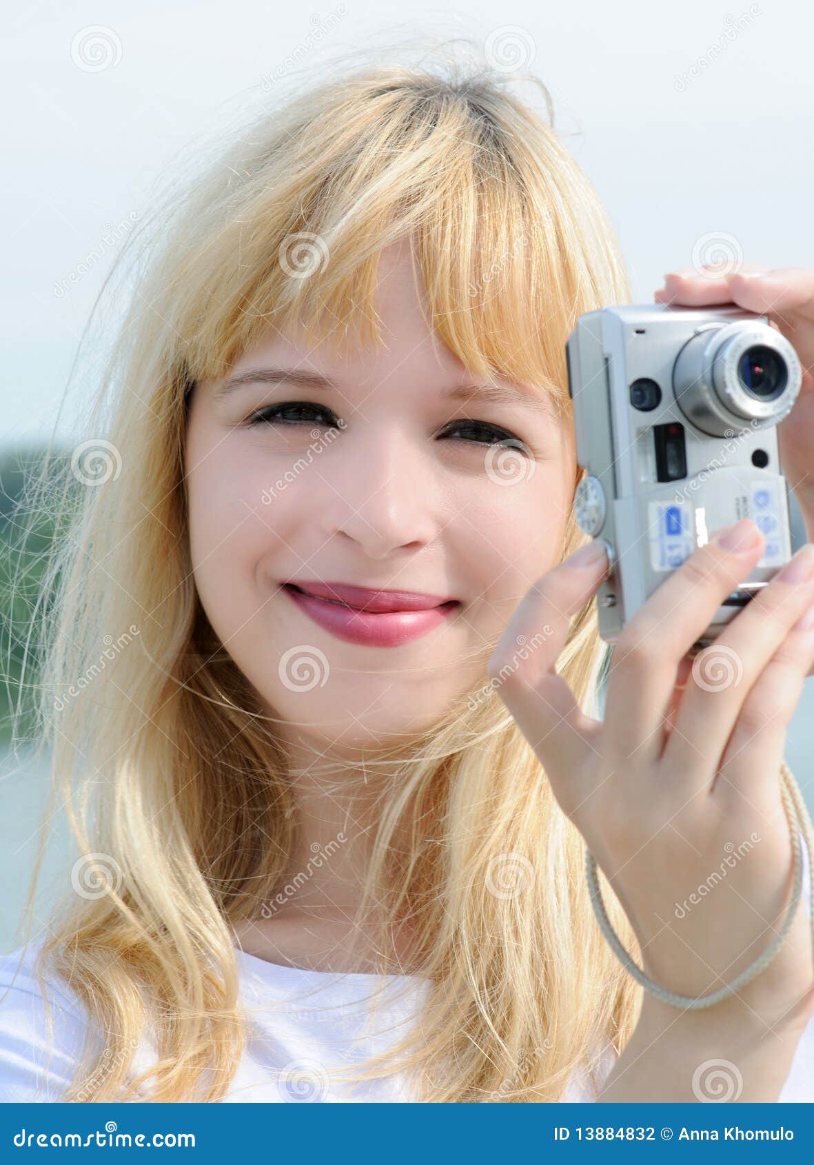Girl with camera stock photo. Image of adult, photographer - 13884832