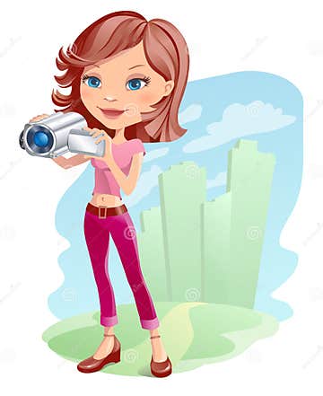 Girl with camera stock vector. Illustration of lifestyle - 7573016