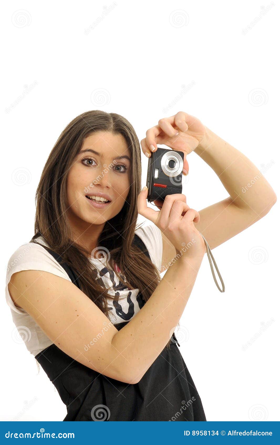 Girl and camera stock photo. Image of halfbody, assured - 8958134