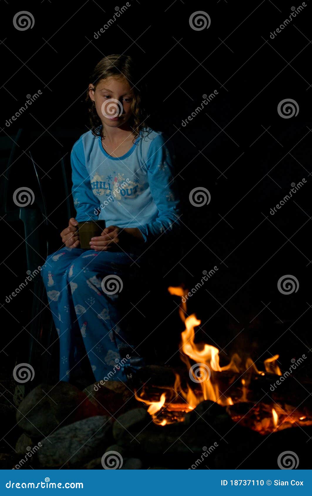 Girl at a camp fire stock photo. Image of camping, childhood - 18737110