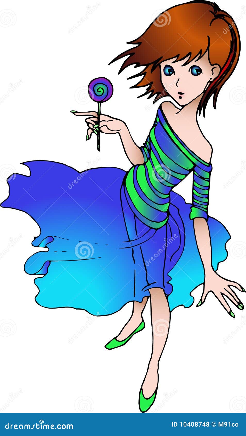 Girl with candy stock vector. Illustration of youth, female - 10408748