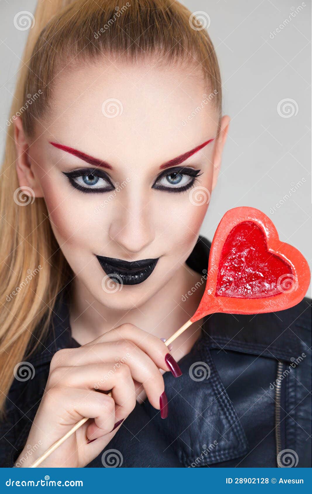 Girl with candy stock photo. Image of sweet, black, lollipop - 28902128