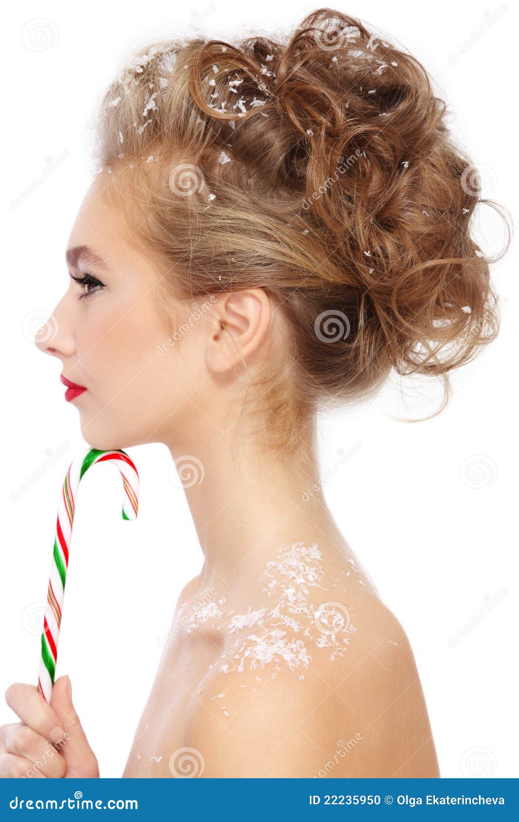 Girl with candy cane stock photo. Image of profile, attractive - 22235950