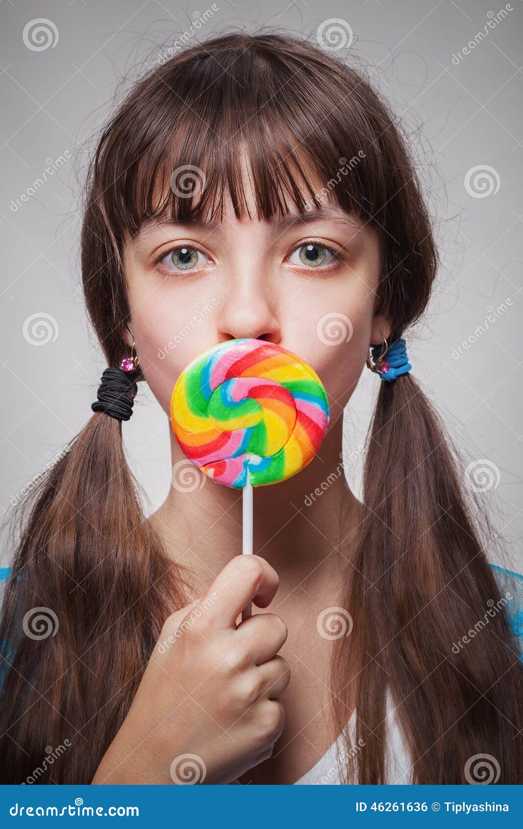 Girl with candy stock photo. Image of cute, portrait - 46261636