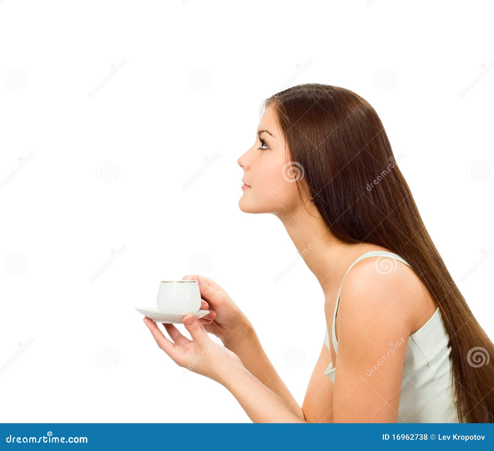 Girl with cap of coffee stock photo. Image of female - 16962738