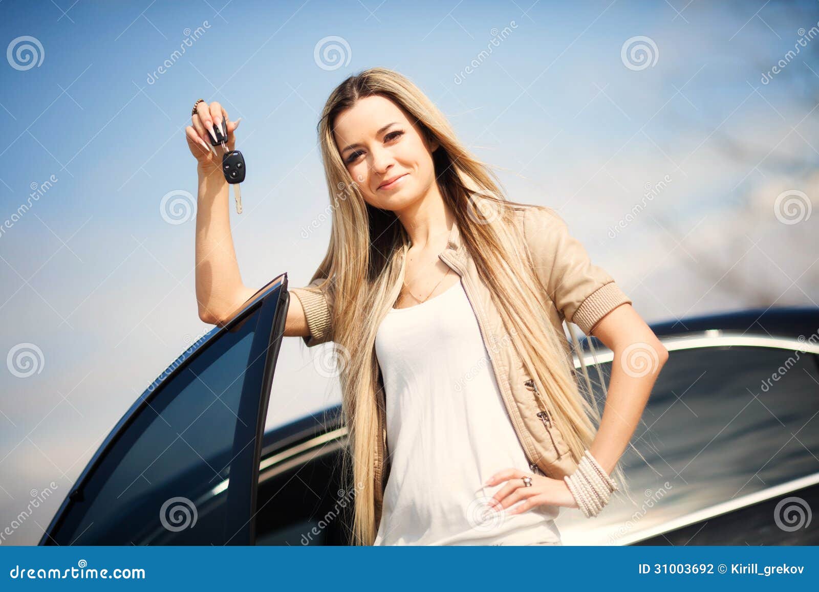 Girl with car key stock photo. Image of pretty, excited - 31003692