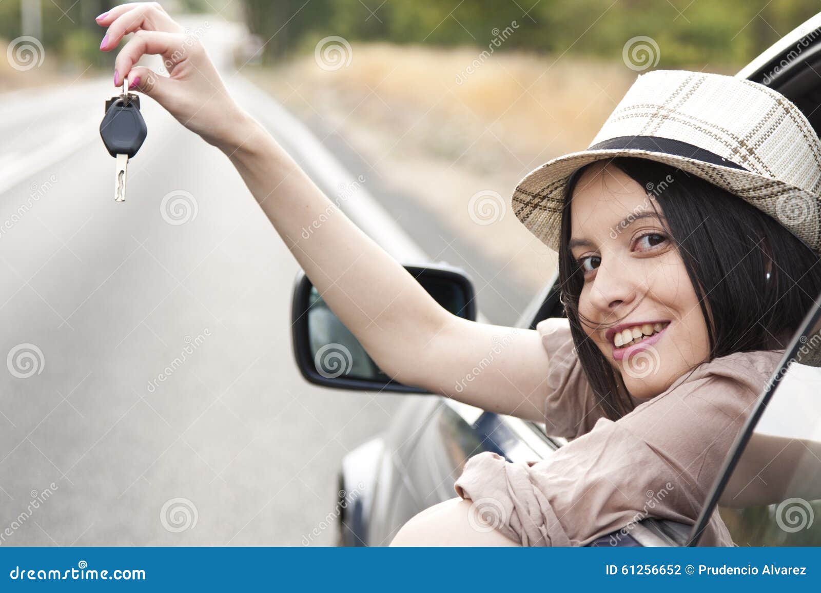 Girl with car key stock photo. Image of access, girl - 61256652