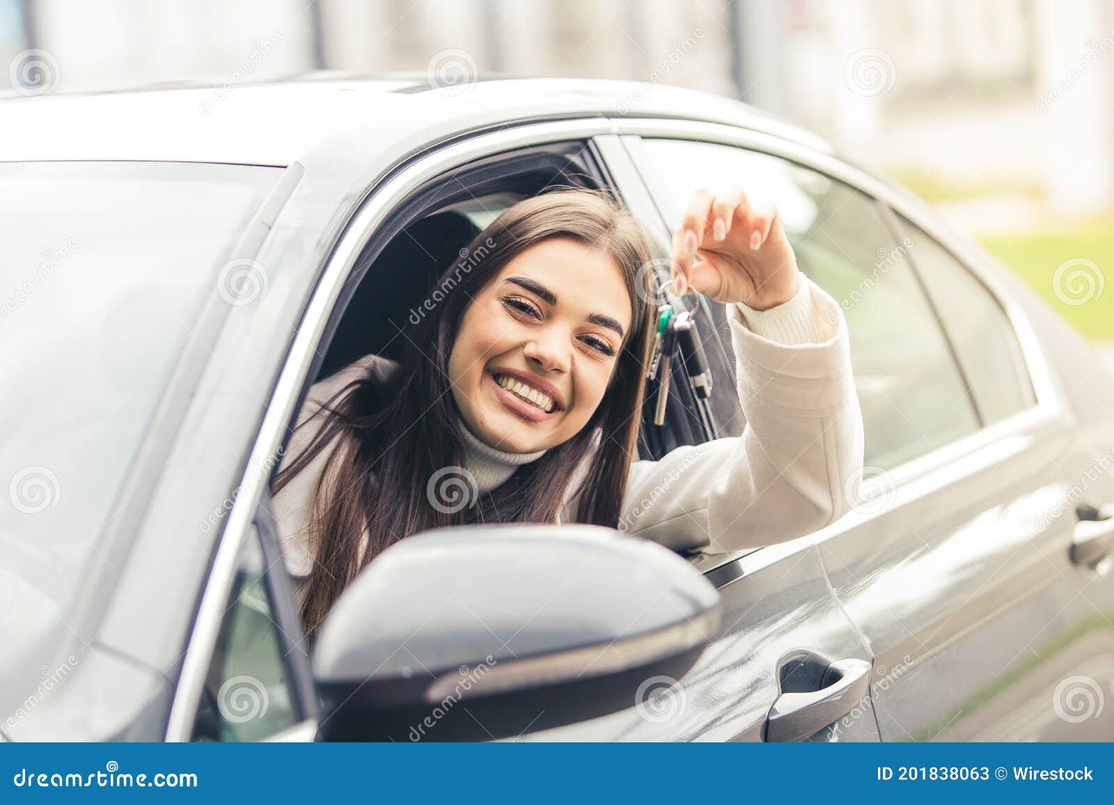 Girl in car with keys stock image. Image of learning - 201838063