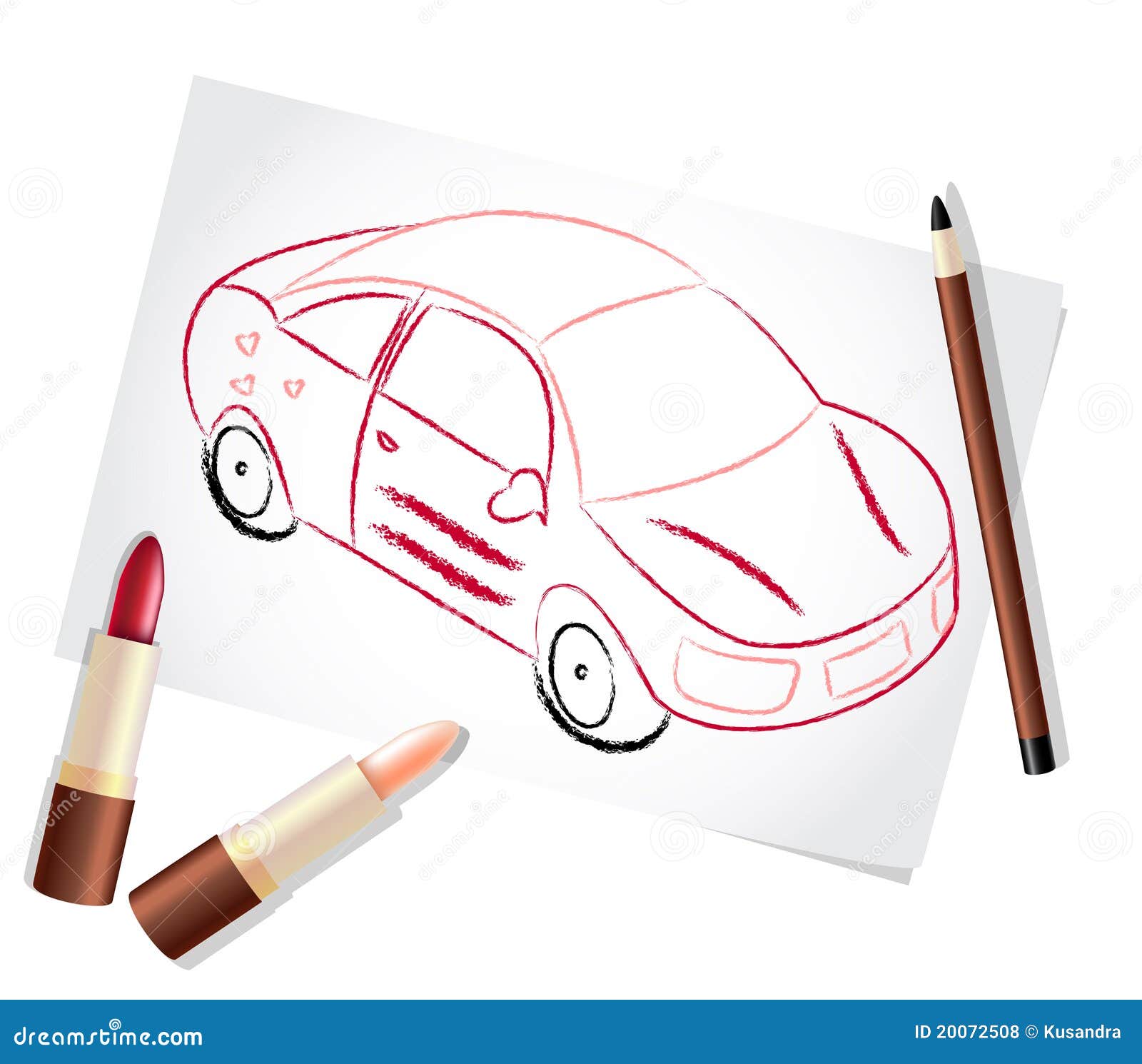 Girl Car Painted with Make-up Stuff Stock Vector - Illustration of ...