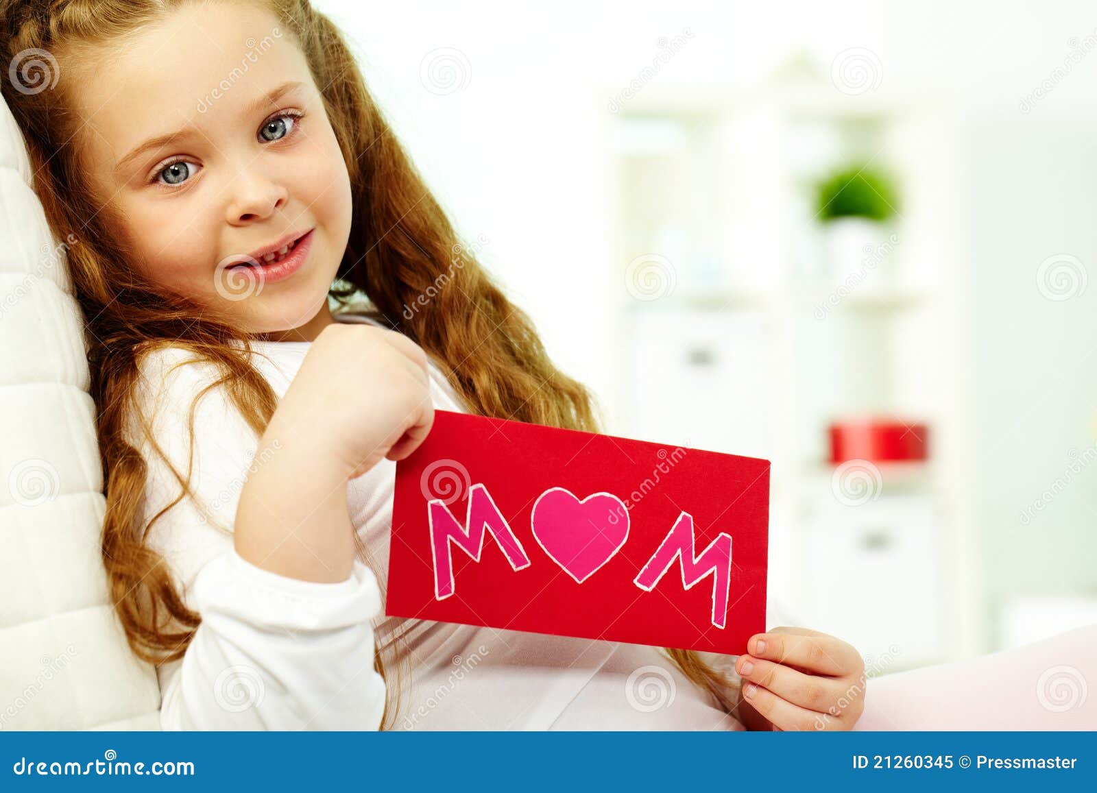 Girl with card stock image. Image of caucasian, kindergarten - 21260345