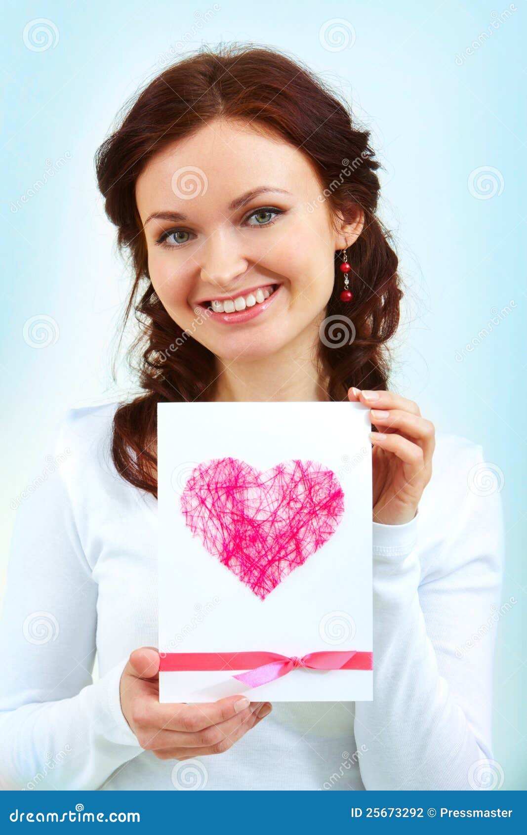 Girl with card stock photo. Image of darling, corazon - 25673292