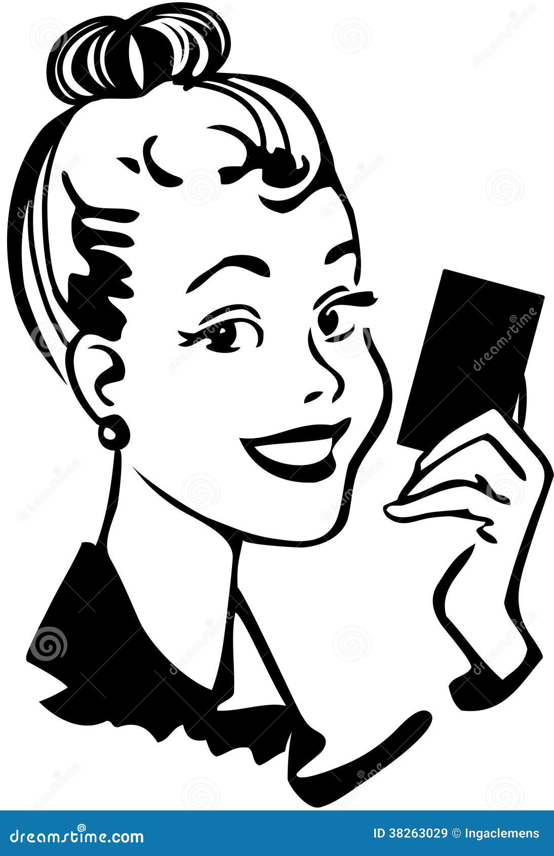 Girl with a card stock vector. Illustration of purchase - 38263029