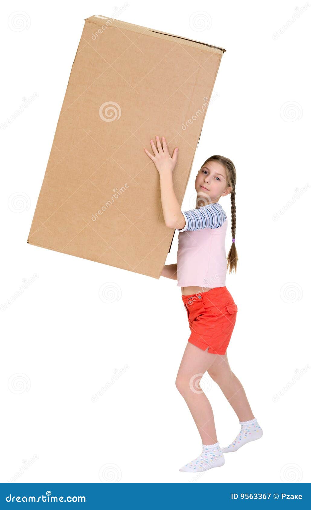 Girl with cardboard box stock image. Image of packing - 9563367