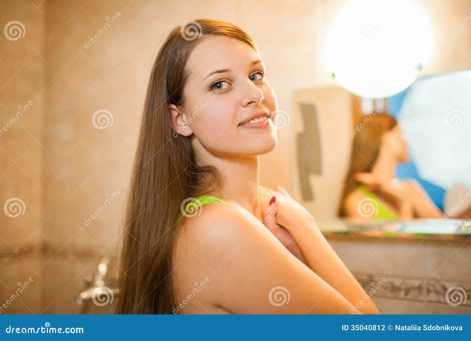 Girl caring for her face stock photo. Image of natural - 35040812