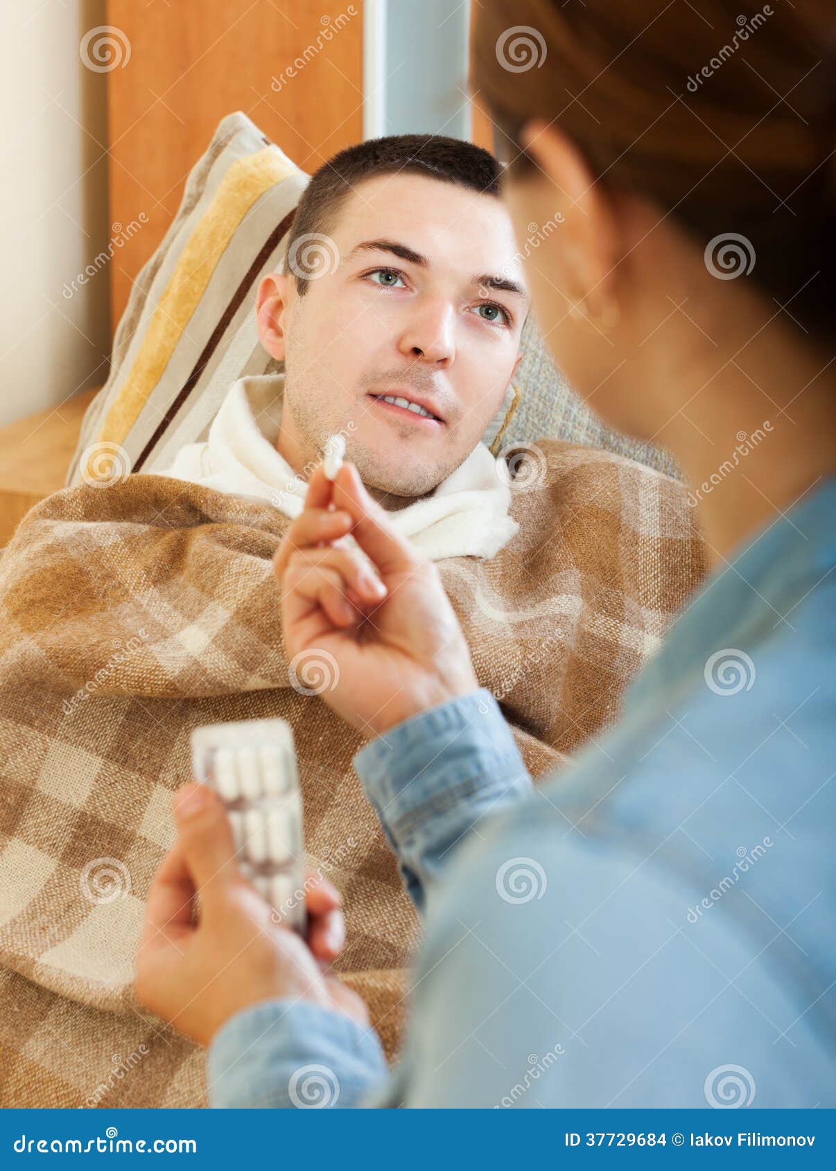Girl caring for sick man stock photo. Image of couple - 37729684