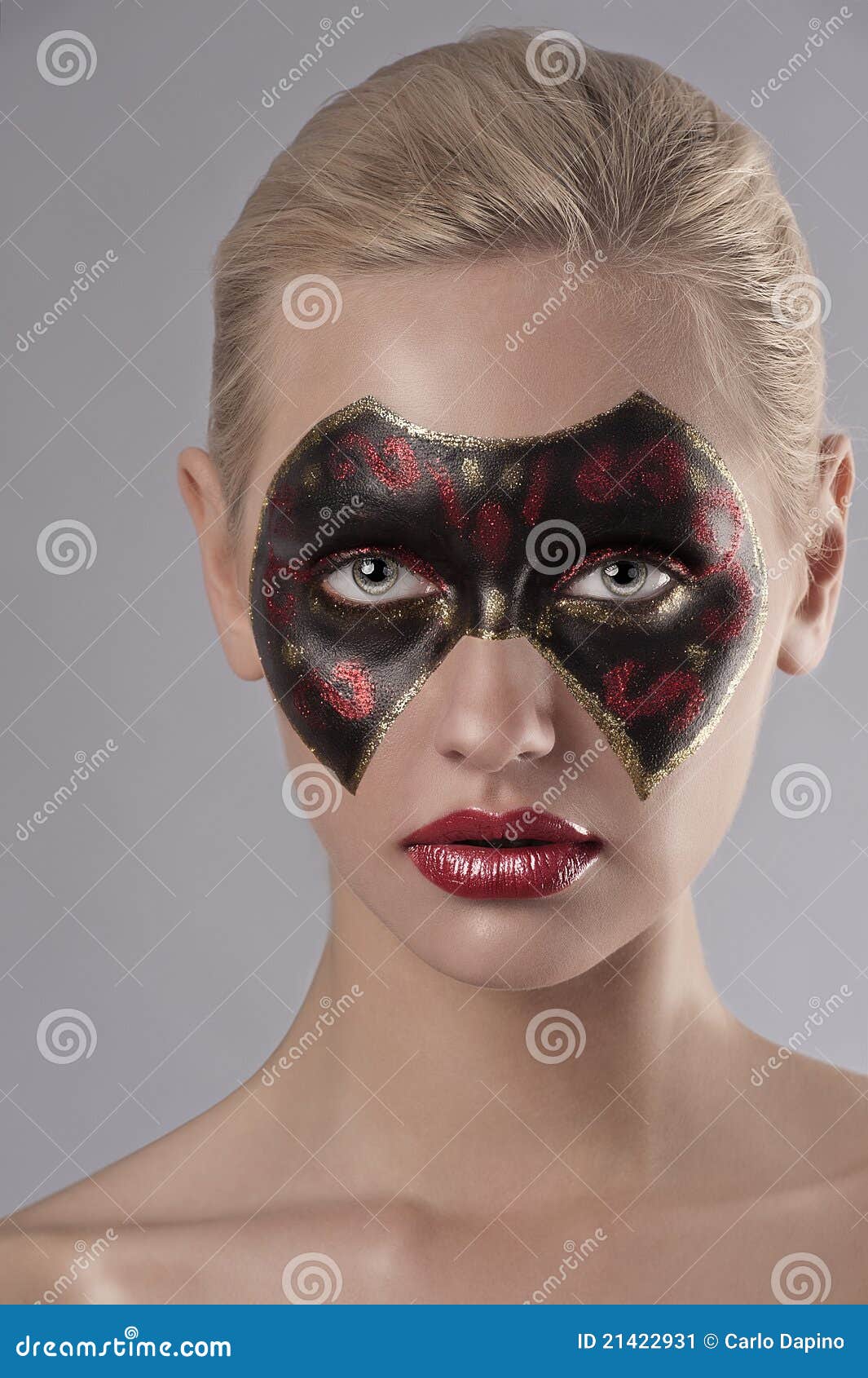 Girl with a Carnival Mask Make Up Stock Image - Image of face, concept ...