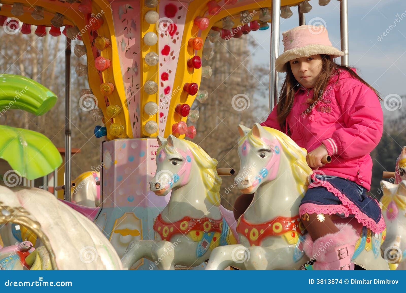 Girl on carousel stock photo. Image of ride, white, riding - 3813874