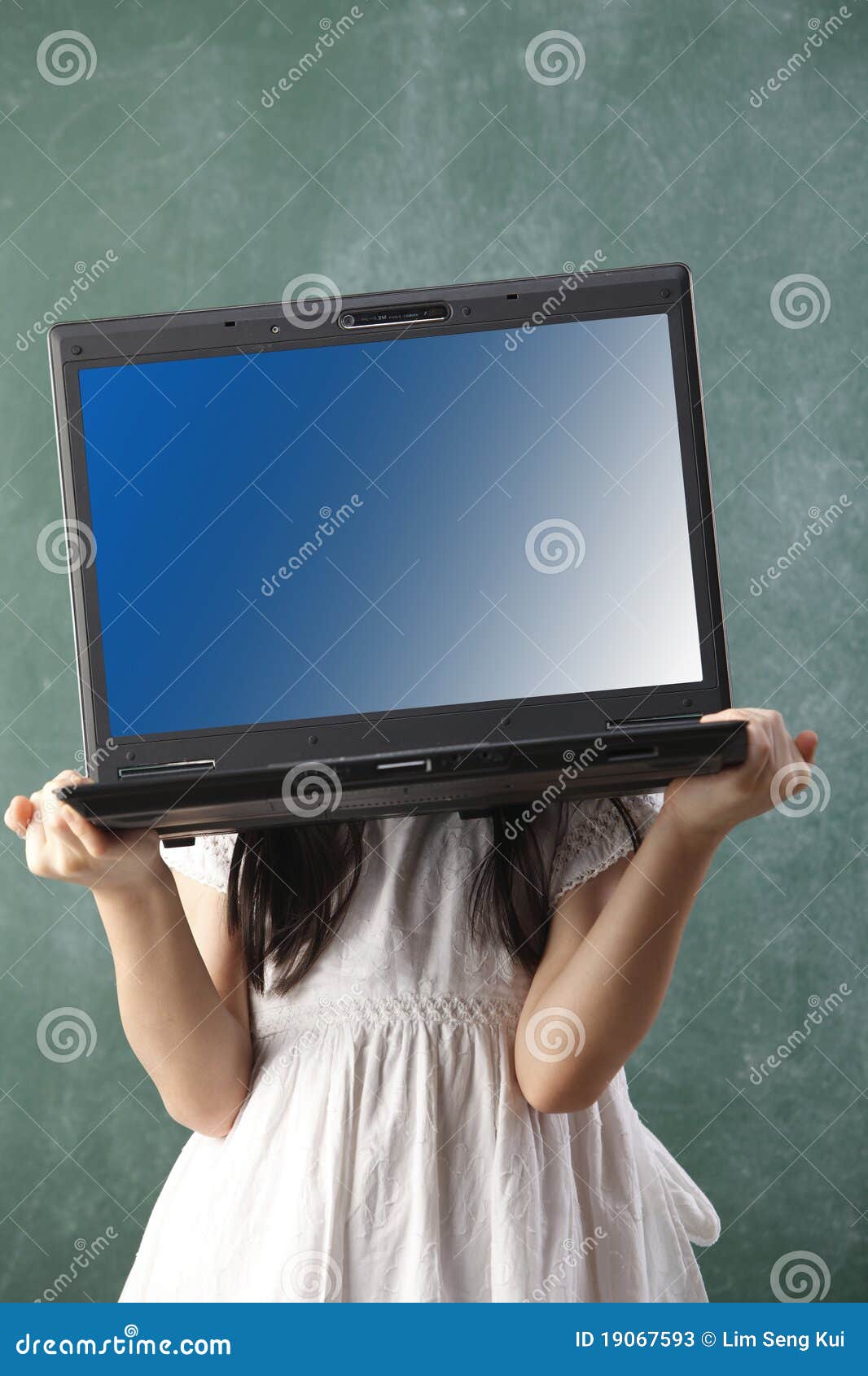 Girl carry laptop stock image. Image of learning, waist - 19067593