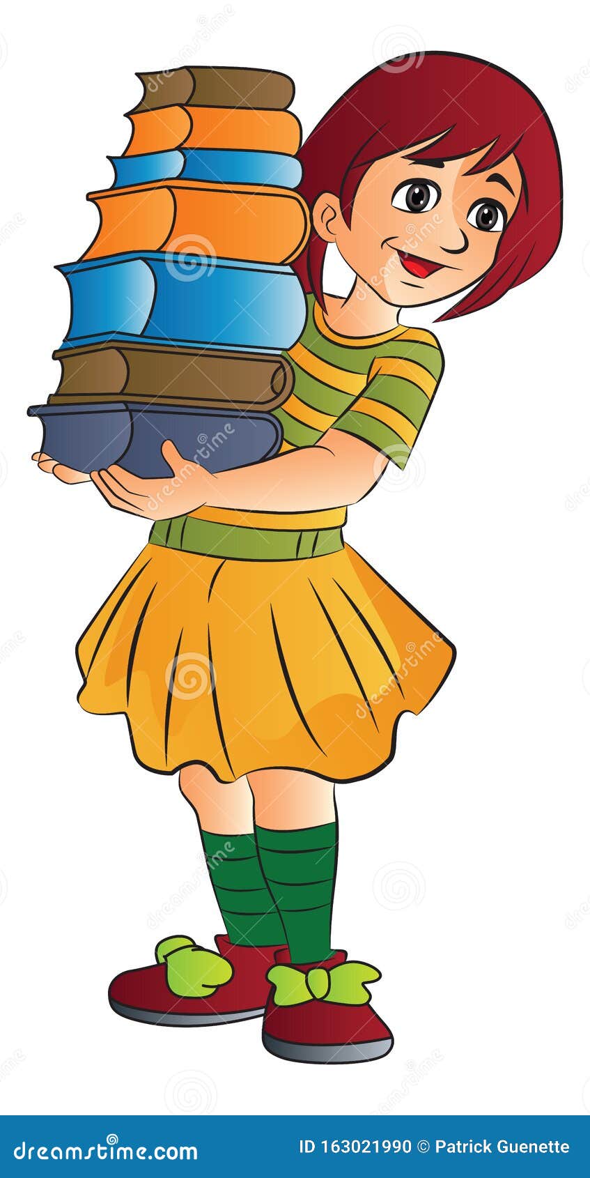 Girl Carrying Books, Illustration Stock Vector - Illustration of study ...