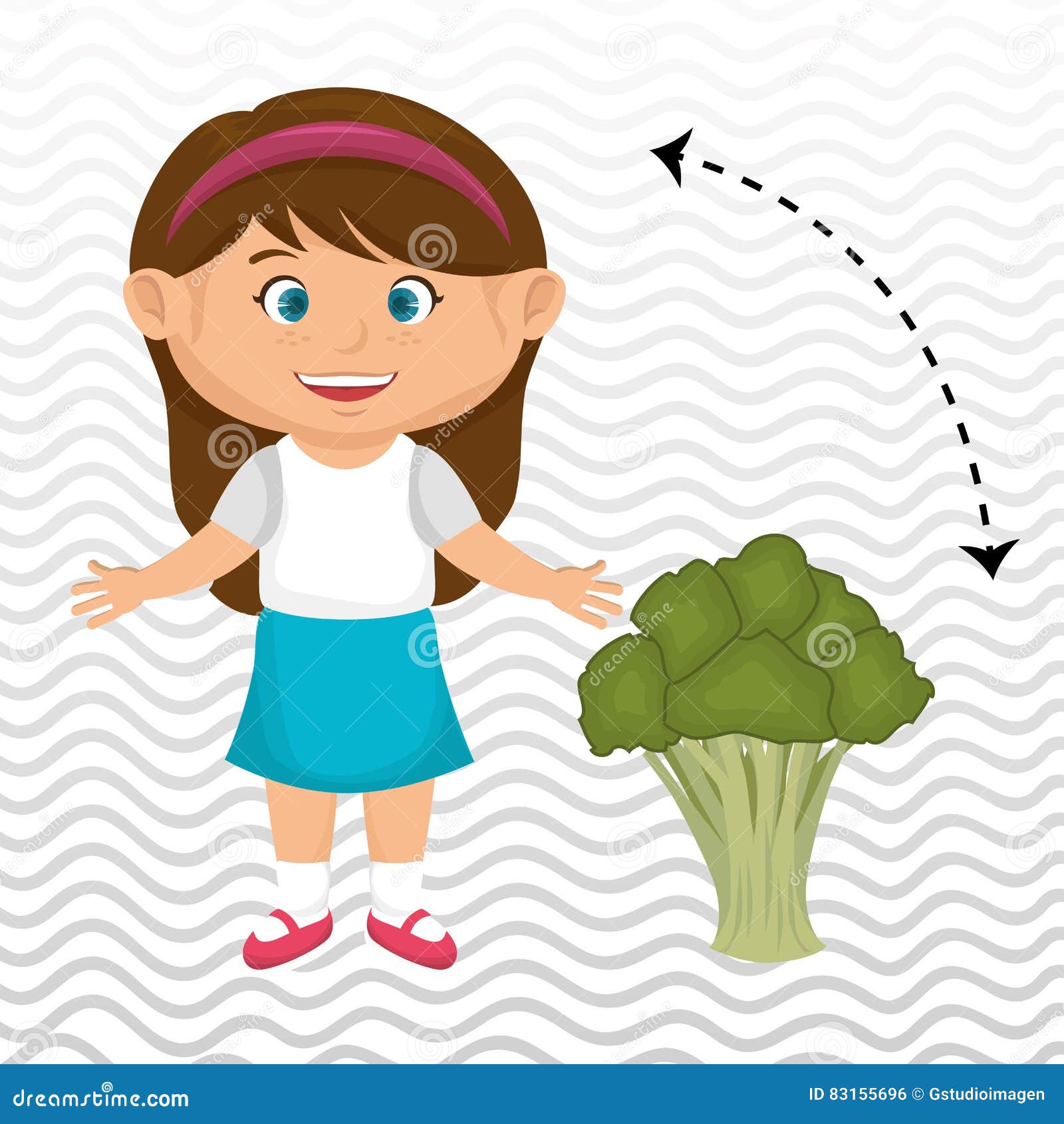 Girl Cartoon Broccoli Vegetable Stock Illustration - Illustration of ...