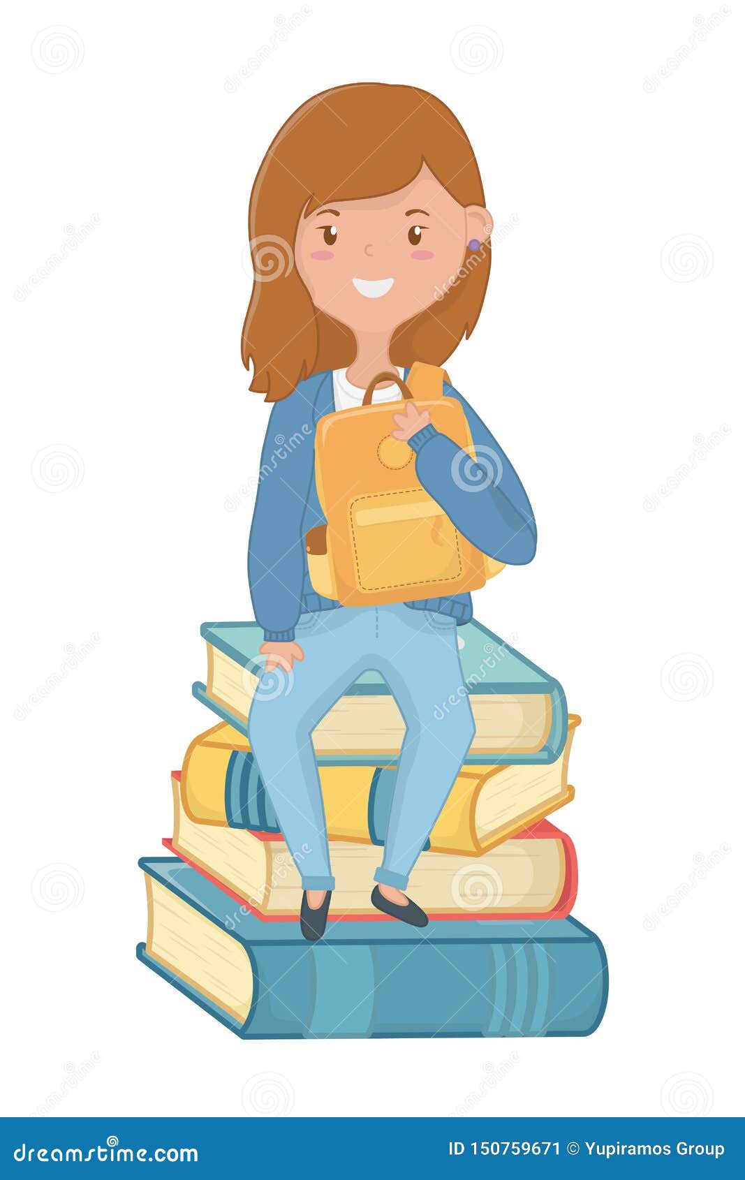 Girl Cartoon of School Design Stock Vector - Illustration of reading ...