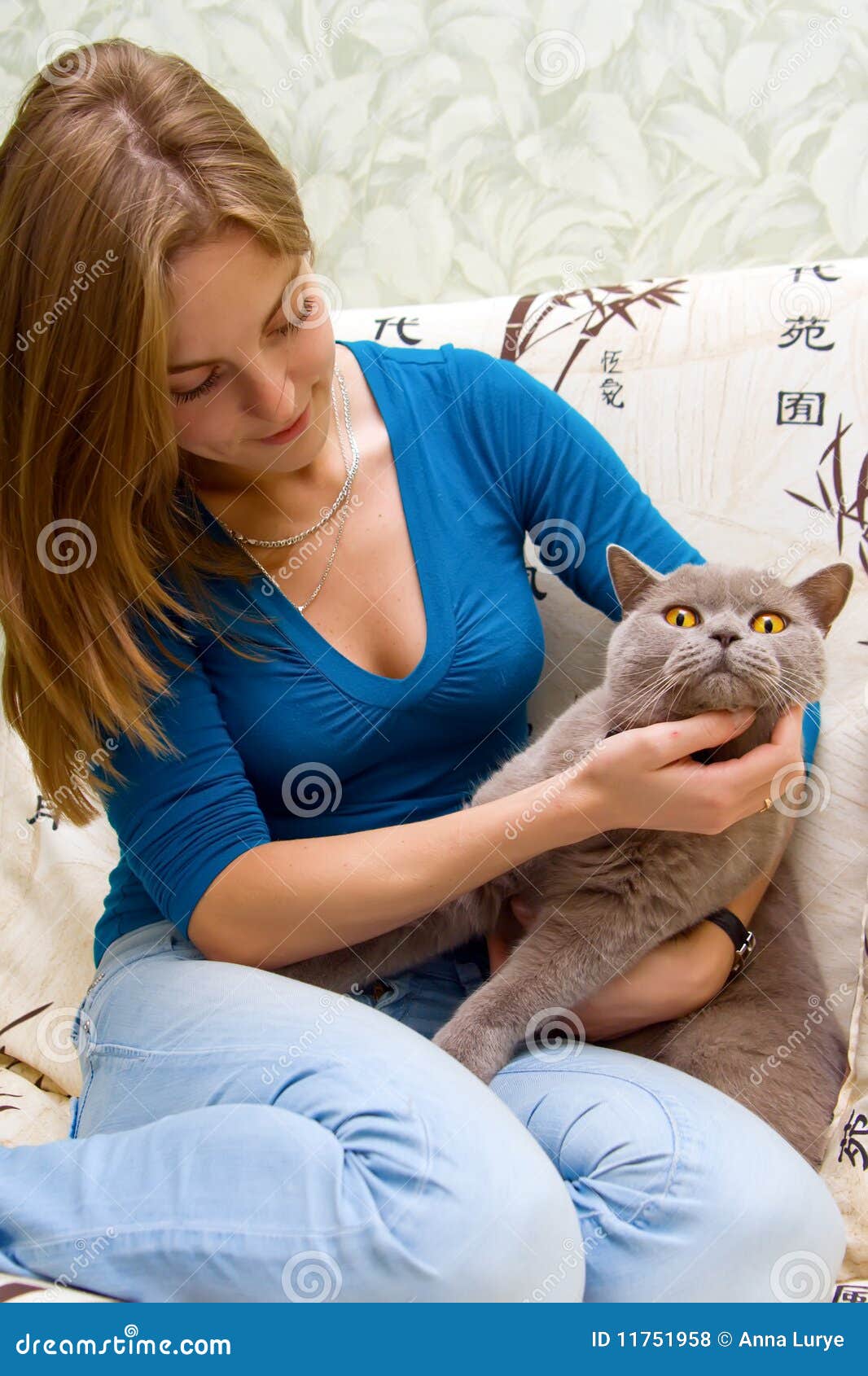 Girl and a Cat stock photo. Image of natural, clean, candid - 11751958