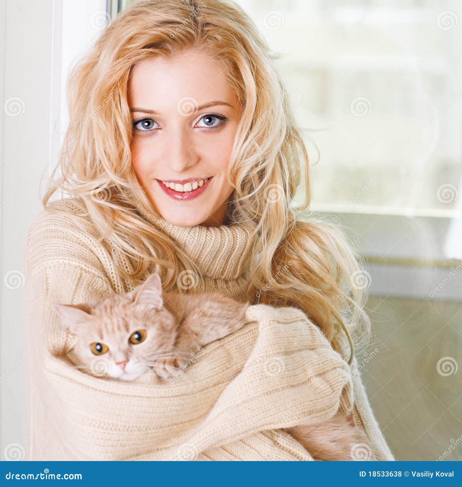 Girl with cat stock photo. Image of natural, beauty, looking - 18533638