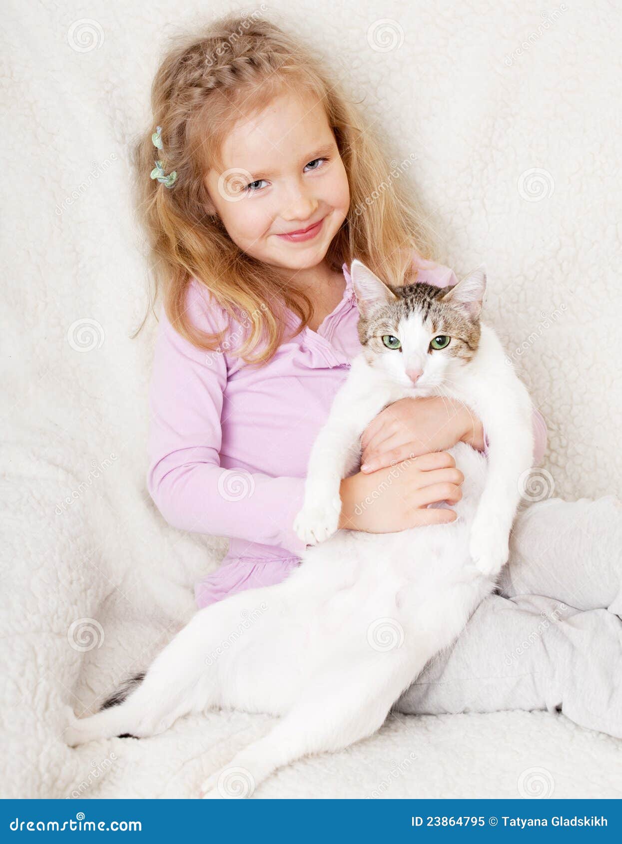 Girl with cat stock image. Image of female, girl, person - 23864795
