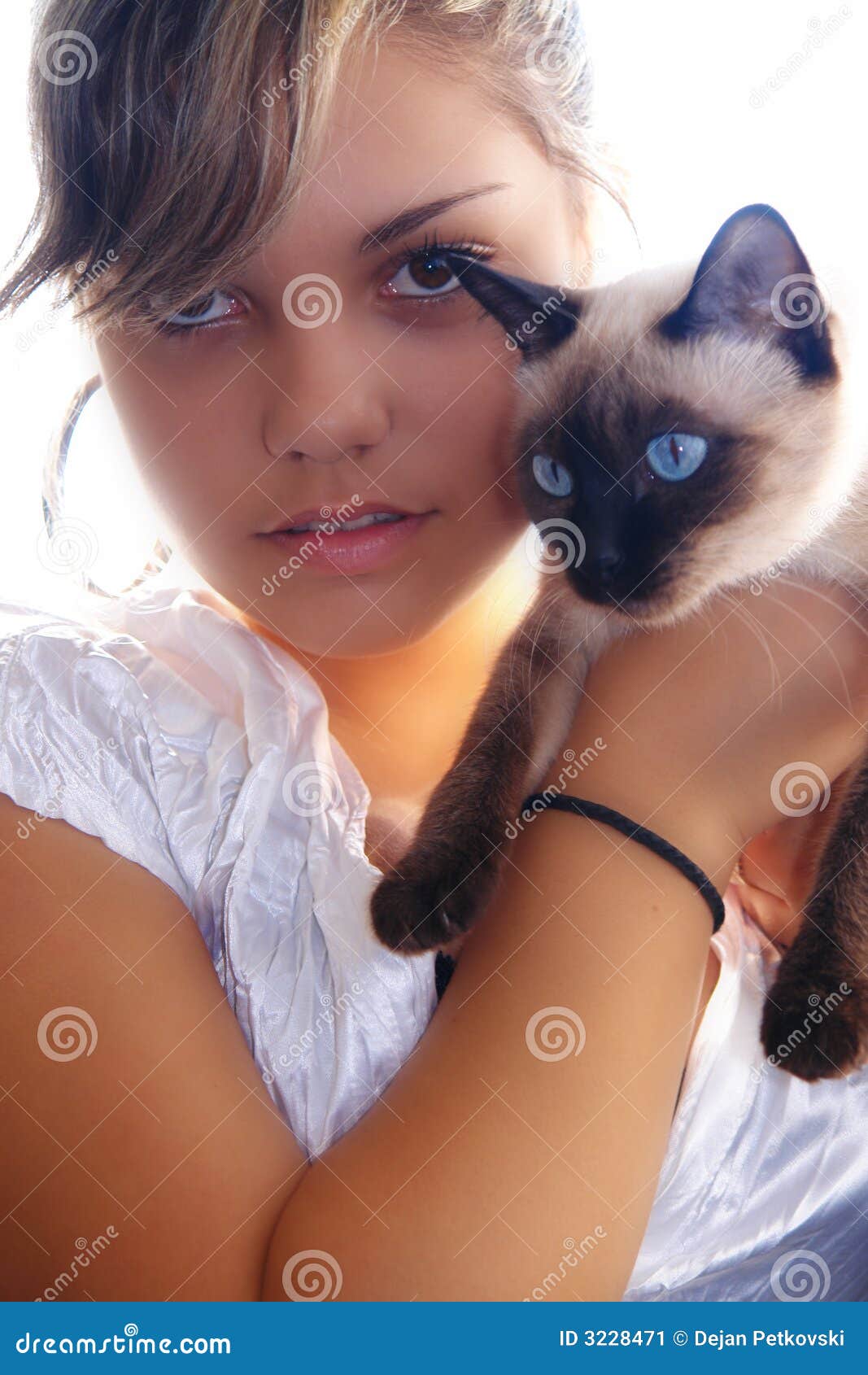 Girl with cat stock image. Image of animal, innocence - 3228471