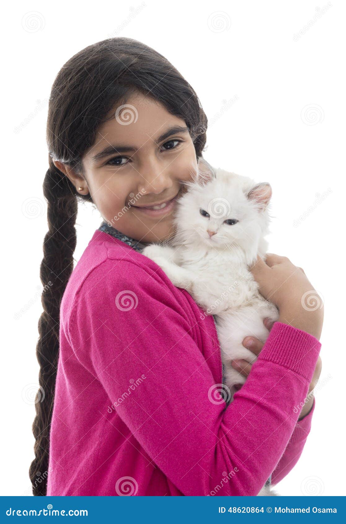 Girl and Cat stock photo. Image of casual, girl, domestic - 48620864