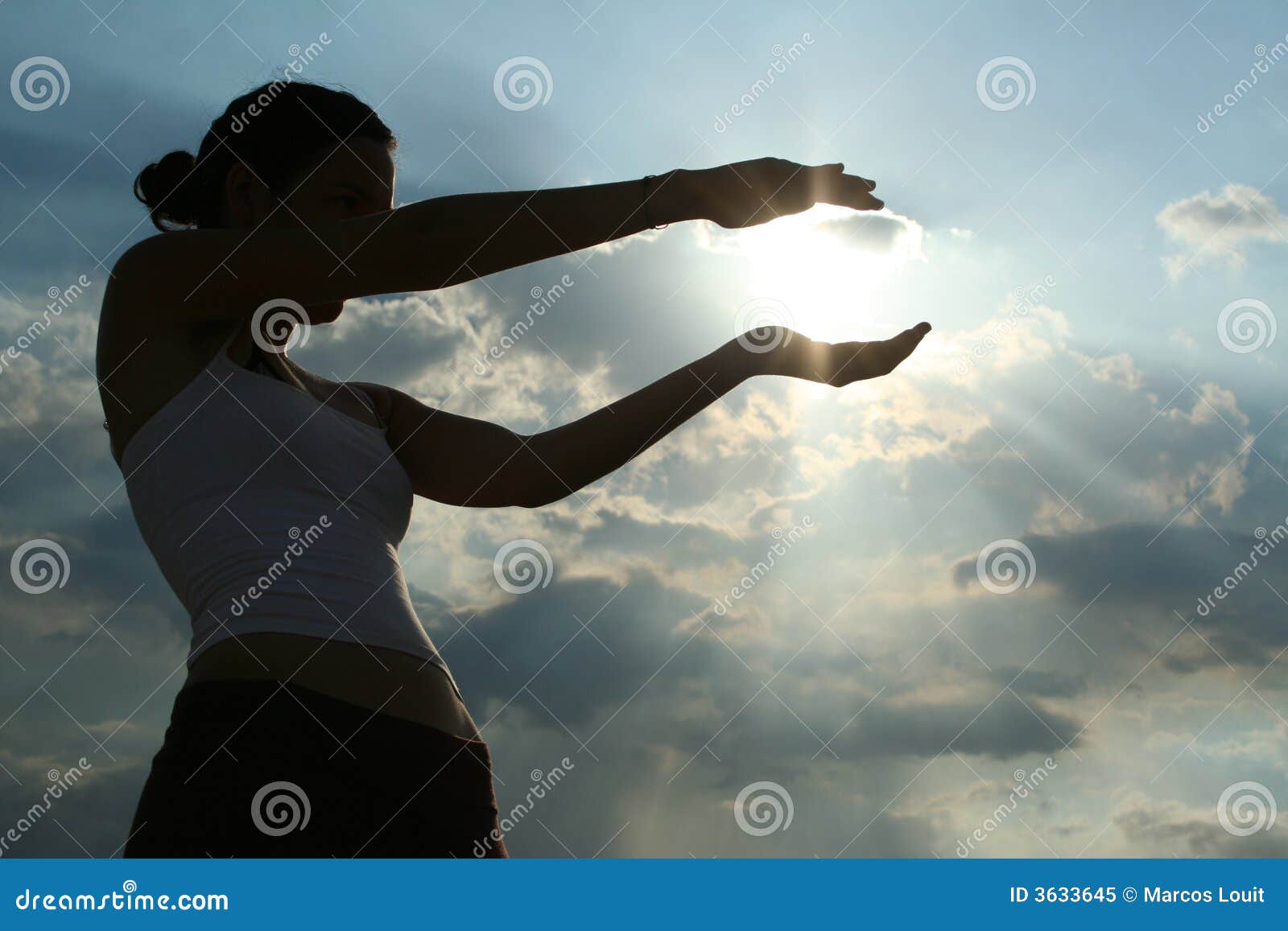 Girl catching the sun stock image. Image of catch, handle - 3633645