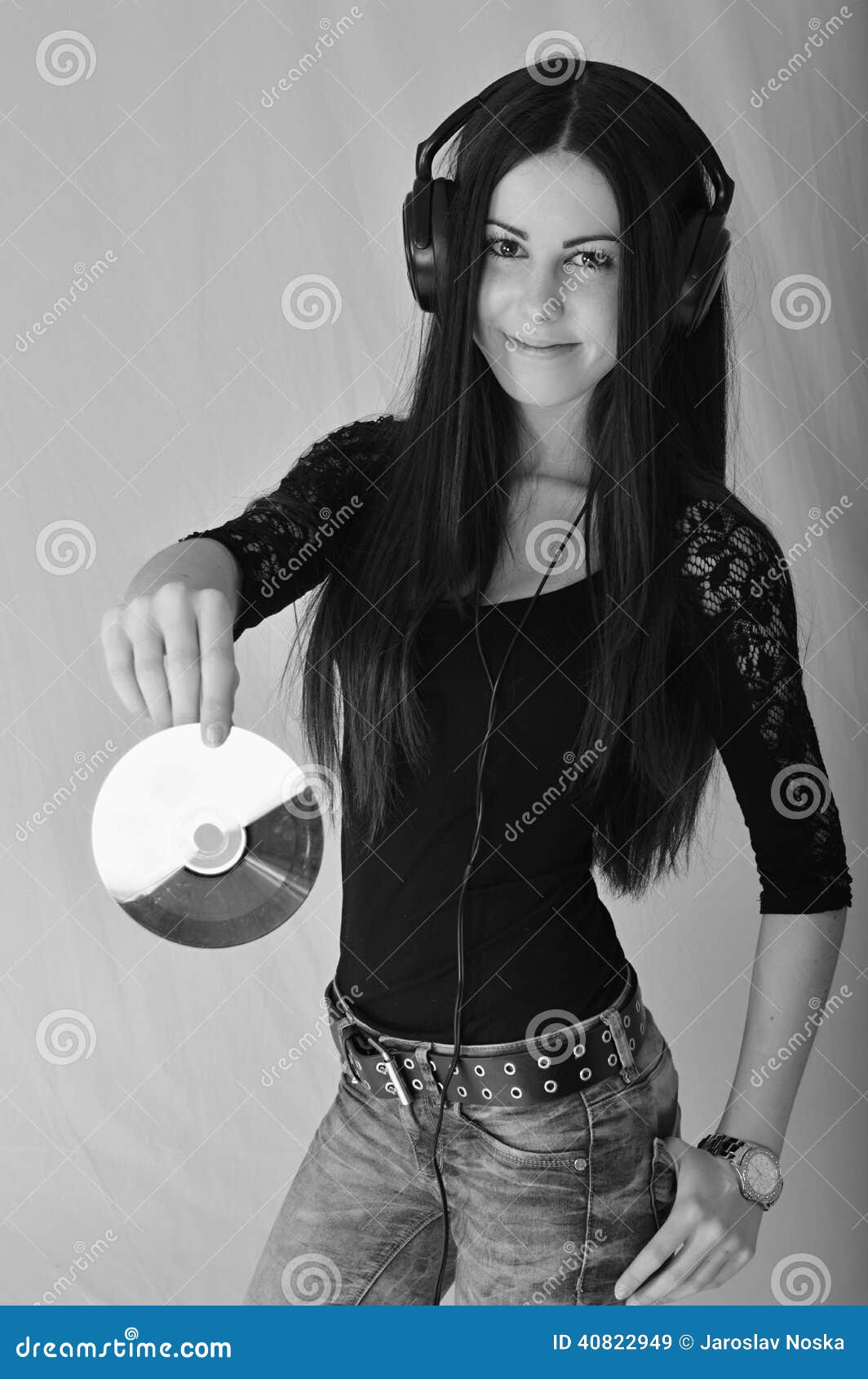 Girl with CD stock image. Image of happy, emotion, brunette - 40822949
