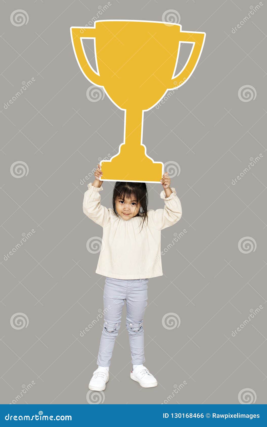 Girl Celebrating Success with a Trophy Stock Photo - Image of happy ...