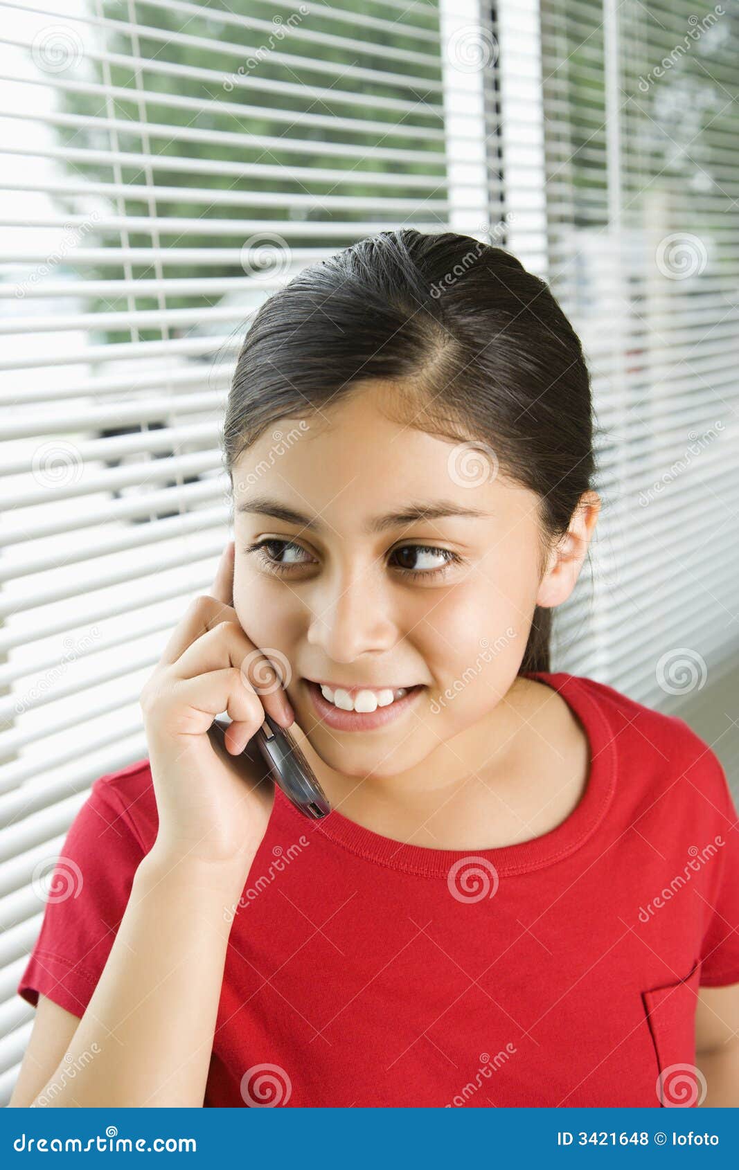 Girl on cell phone. stock photo. Image of hispanic, conversation - 3421648