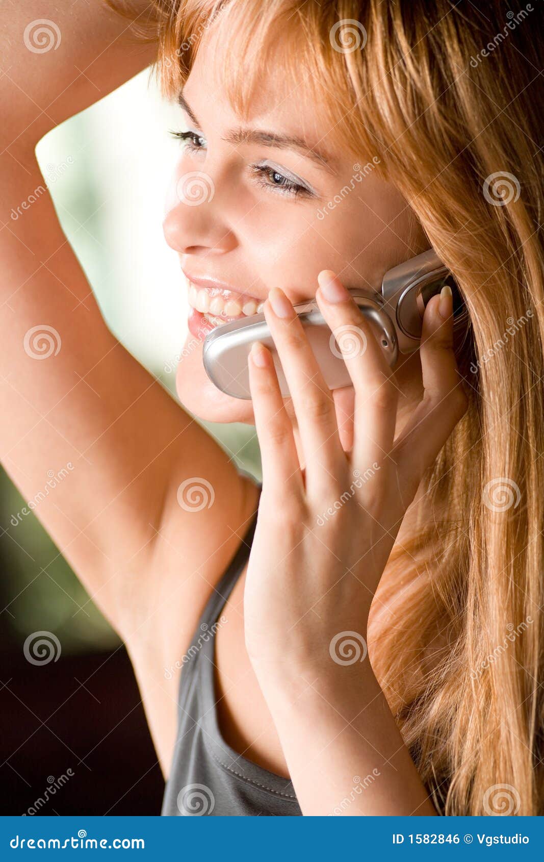 Girl with cellphone stock photo. Image of blue, flirtation - 1582846