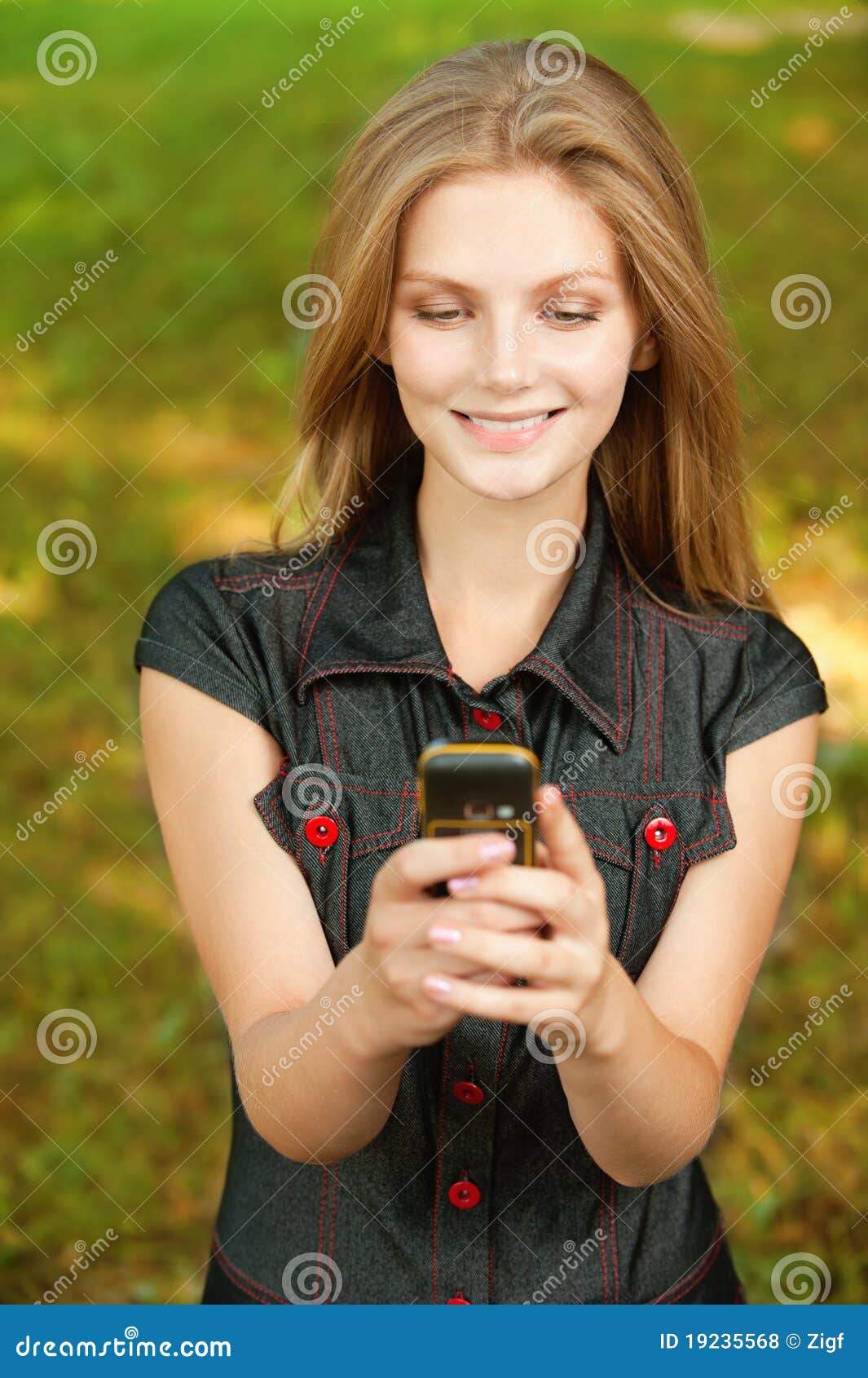 Girl with Cellular Telephone Stock Photo - Image of girl, carefree ...