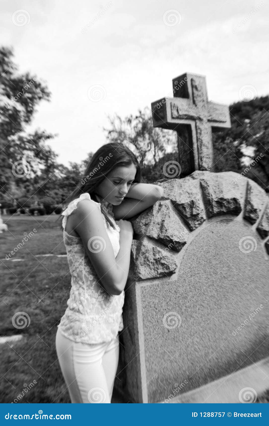 Girl in a cemetery stock image. Image of looking, outdoors - 1288757