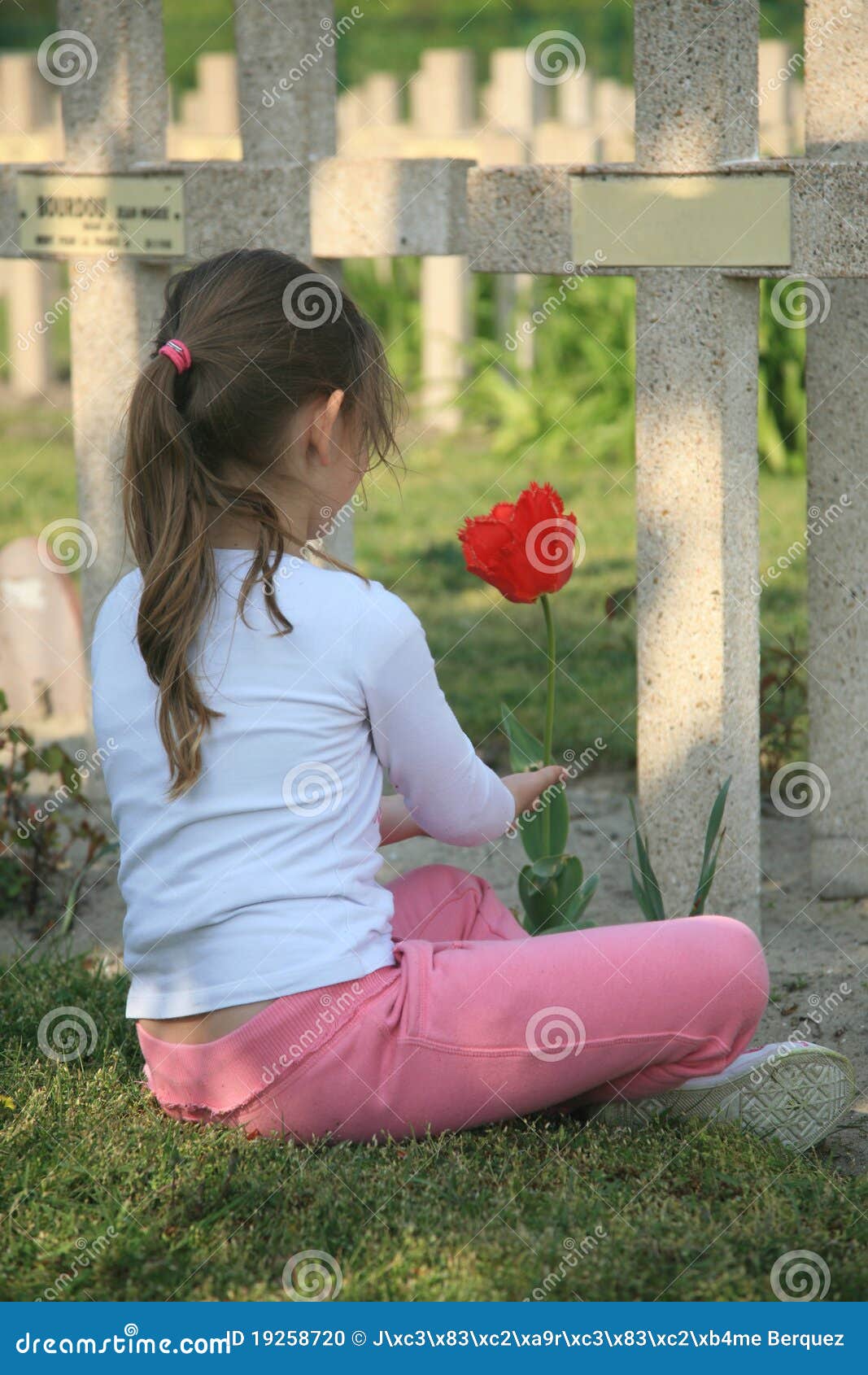 Girl and cemetery stock photo. Image of tomb, flower - 19258720