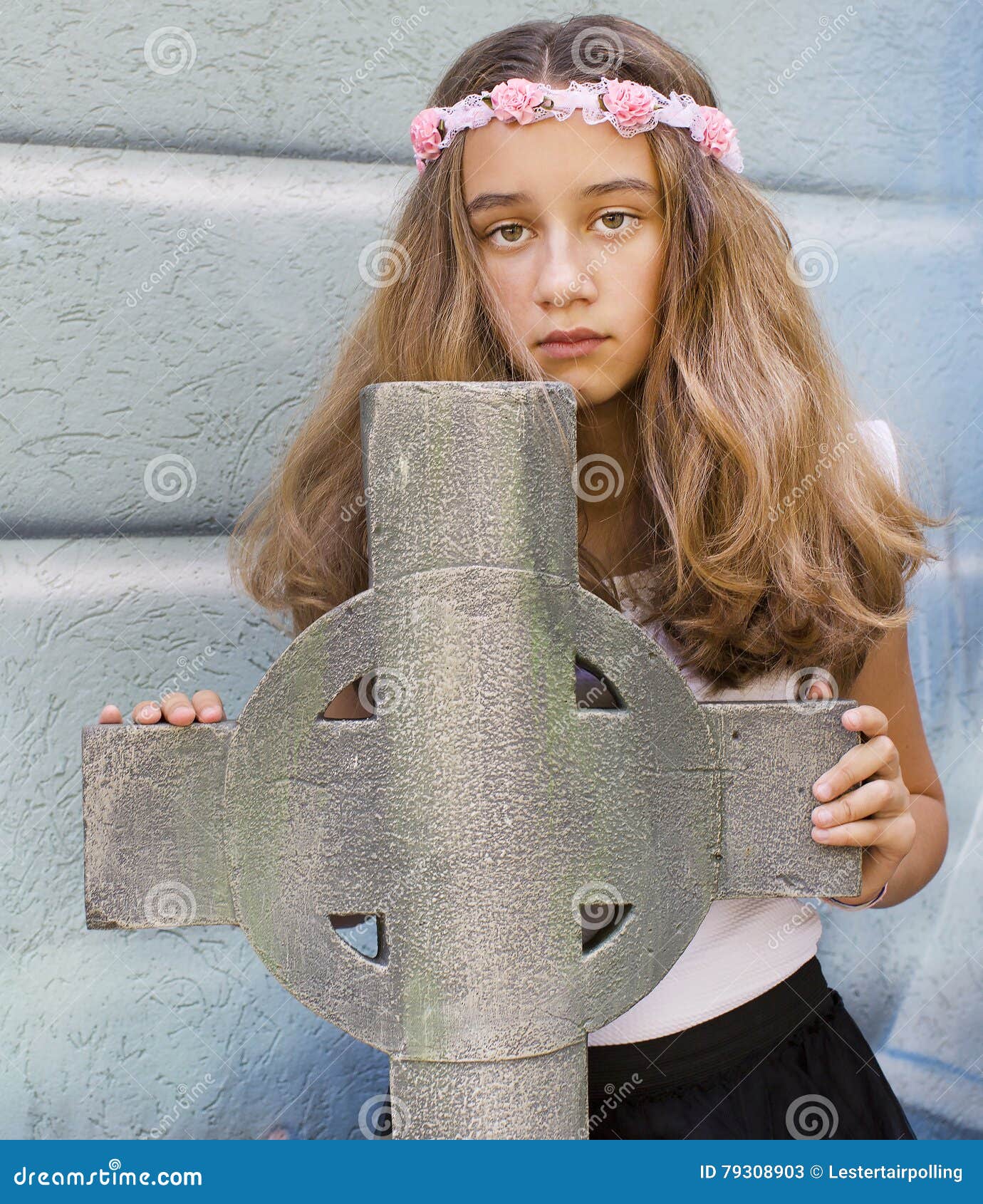 Girl in a cemetery stock image. Image of headstone, medieval - 79308903