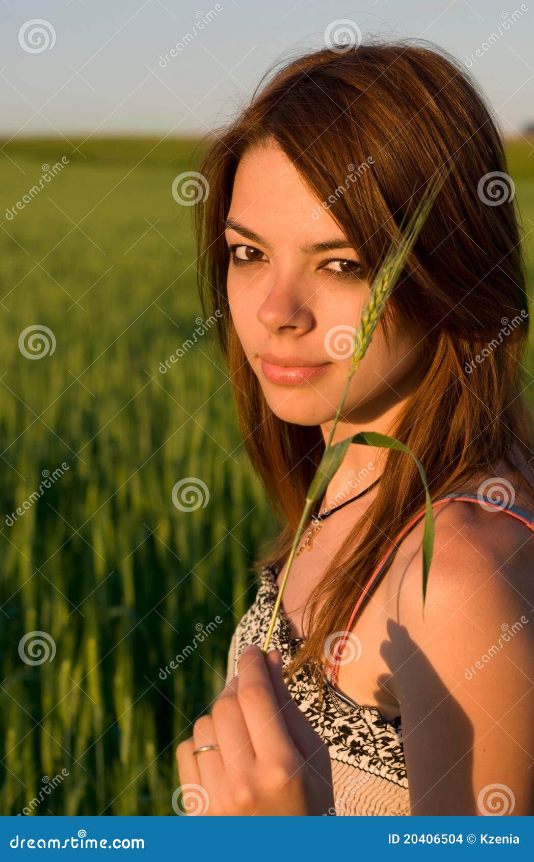 Girl and cereal crop stock photo. Image of melancholic - 20406504